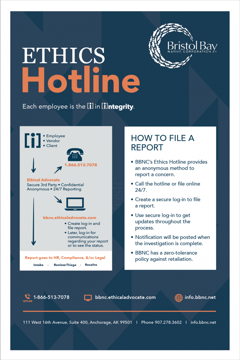 BBNC Ethics Poster – Operating with Integrity